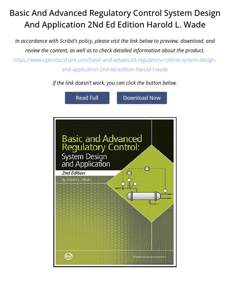 Basic and advanced regulatory control system design and application 2nd ...