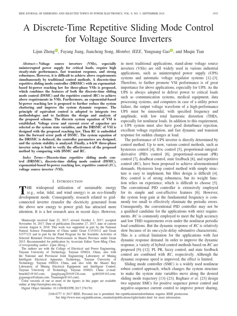 Discrete-Time Control for Voltage Inverters | PDF | Power Inverter ...
