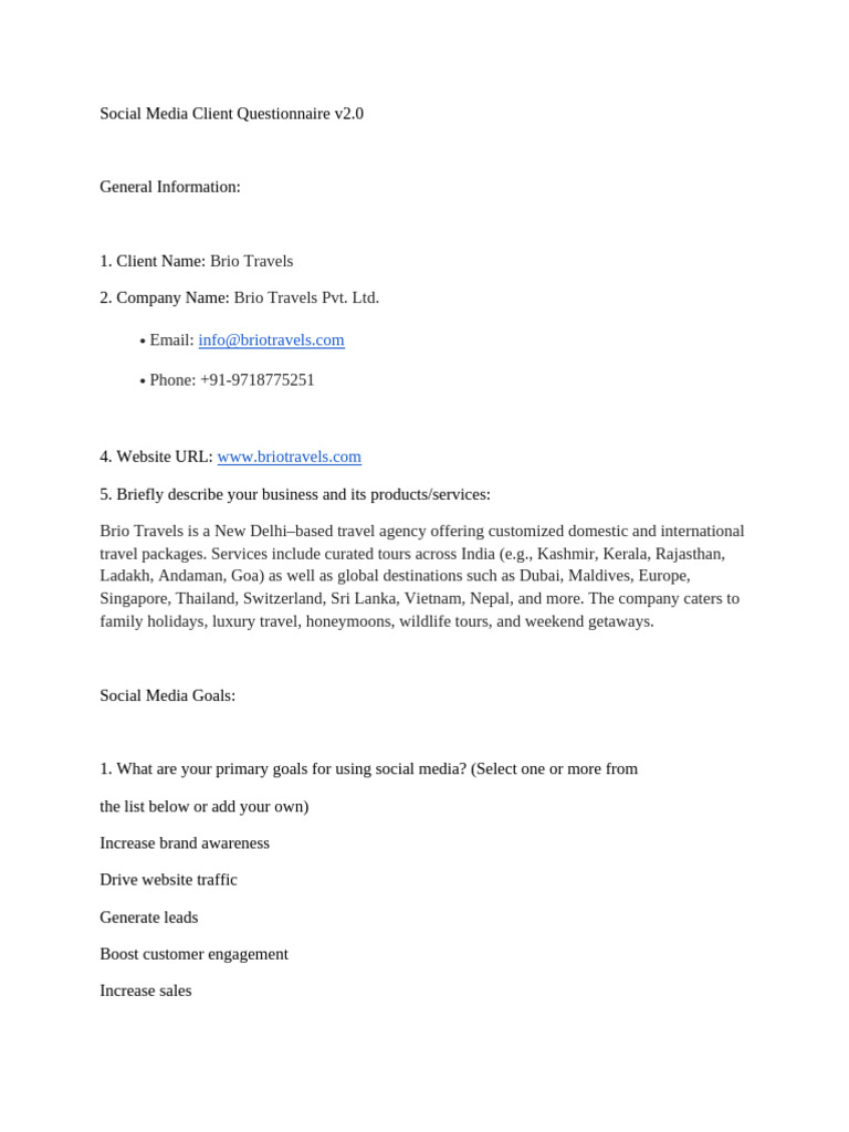 Social Media Client Questionnaire v2 | PDF | Social Media | Popular ...