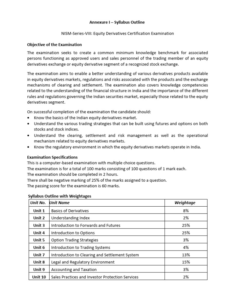Equity Derivatives Exam Syllabus Overview | PDF | Derivative (Finance ...