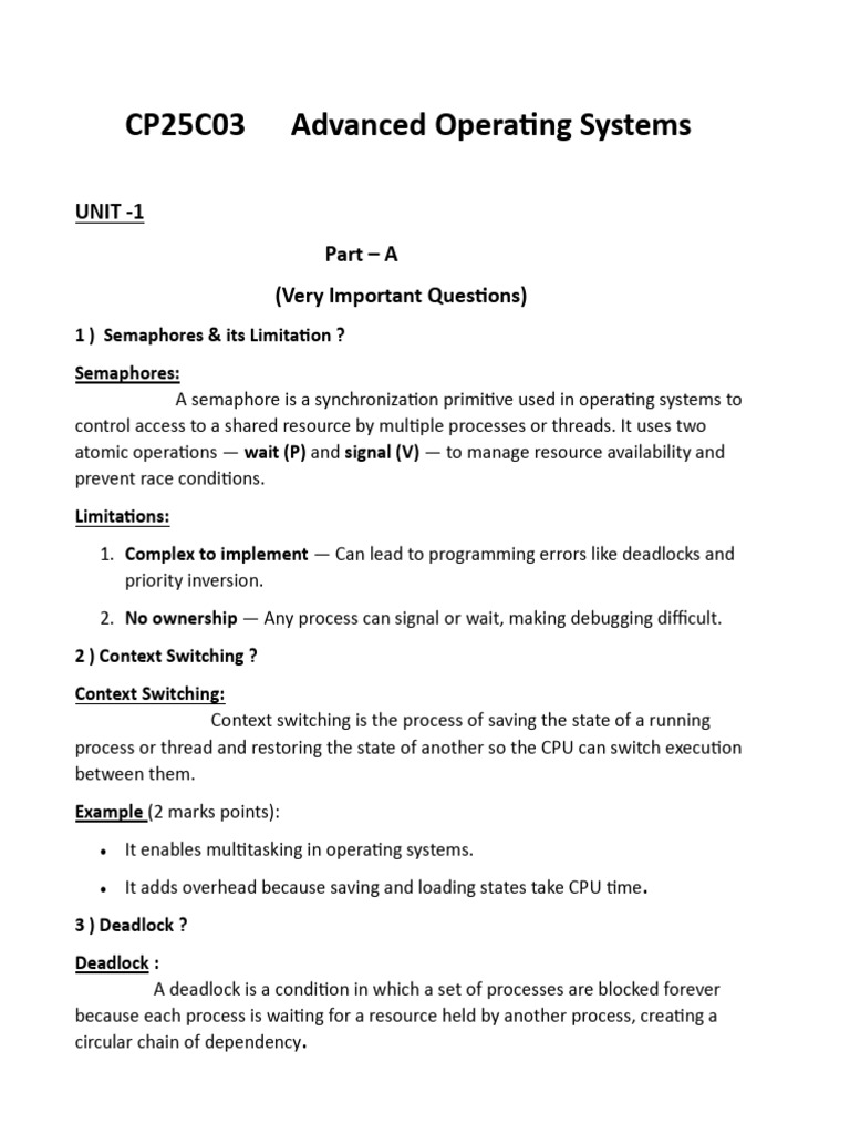 CP25C03 Advanced Operating Systems | PDF