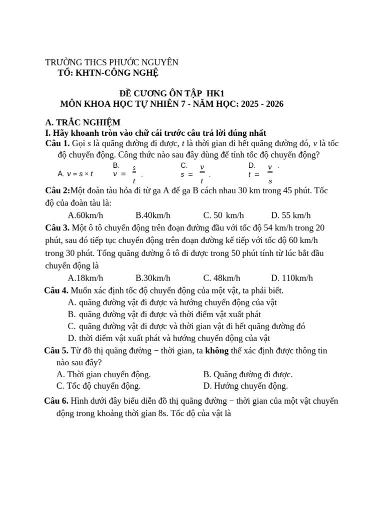 KHTN7-decuongontap-HKI-THCSphuocnguyen | PDF