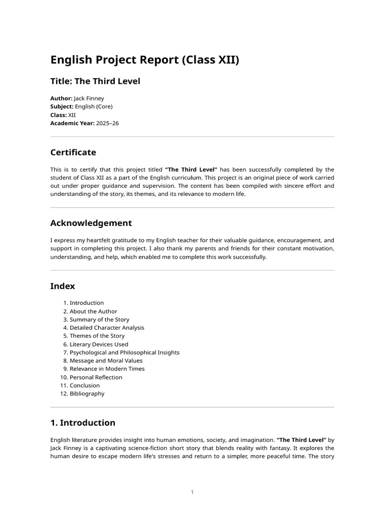 English Project Report - Class 12 | PDF