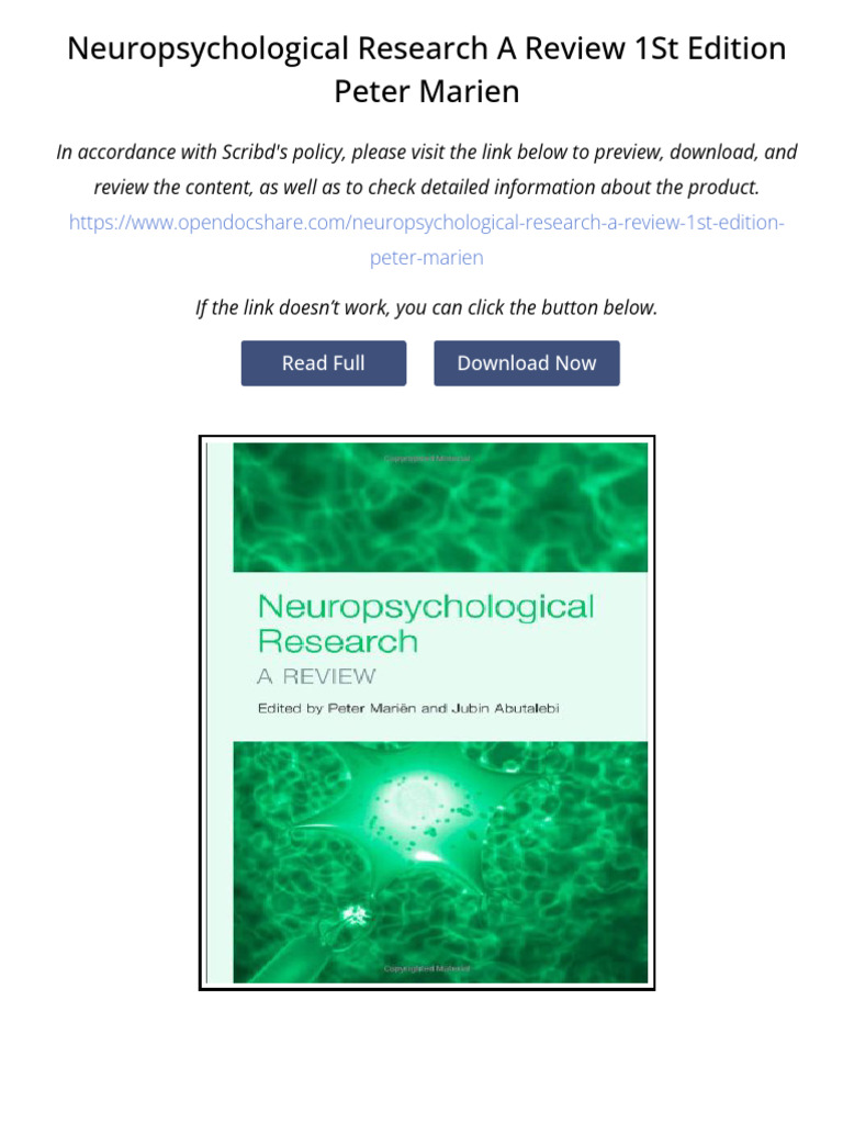 Neuropsychological Research A Review 1st Edition Peter Marien | PDF ...