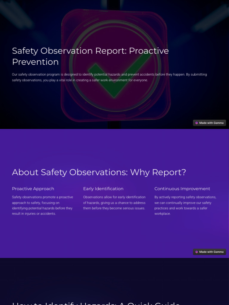 Safety Observation Report | PDF | Safety | Hazards