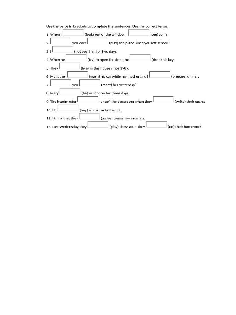 Use the Verbs in Brackets to Complete the Sentences 8 2021 | PDF