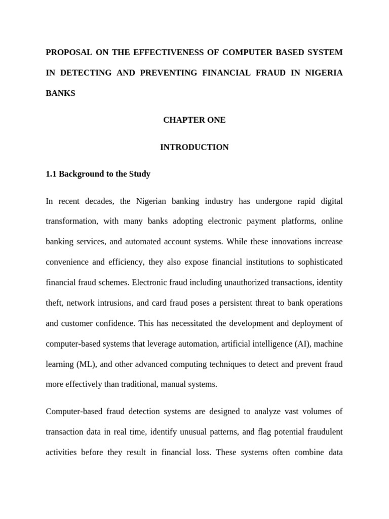 Proposal On The Effectiveness of Computer Based System in Detecting and ...