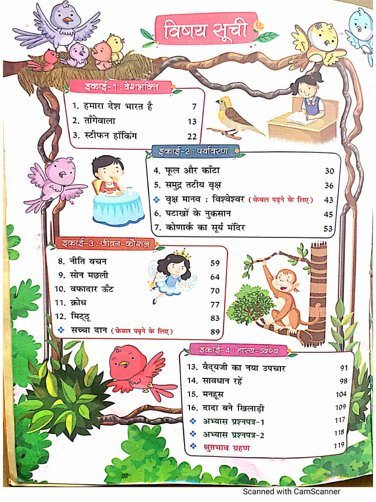 Class - 5 (H.m. & E.m.) Hindi Reader - Index | PDF