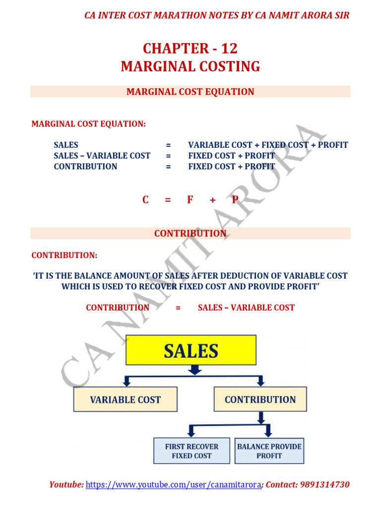 Marginal Costing Revision Notes | PDF | Business Economics | Financial ...