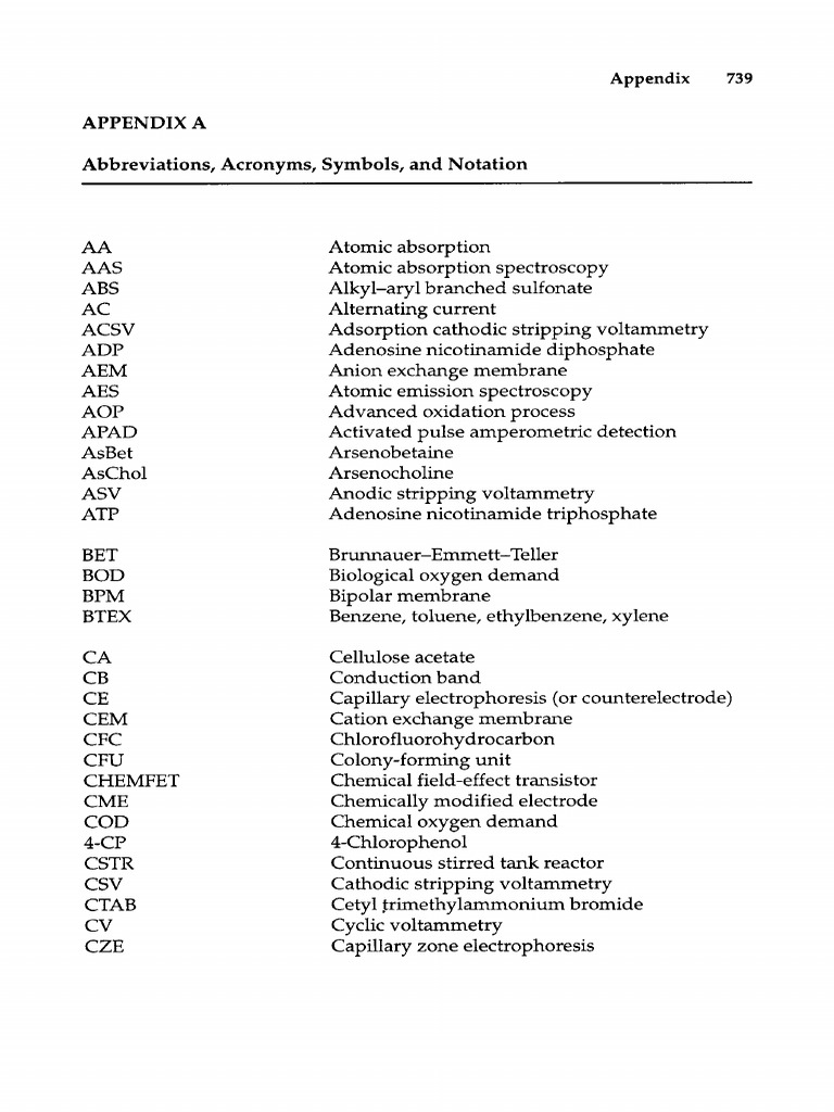 Appendix A Abbreviations Acronyms Symbols 1997 Environmental Electroch ...