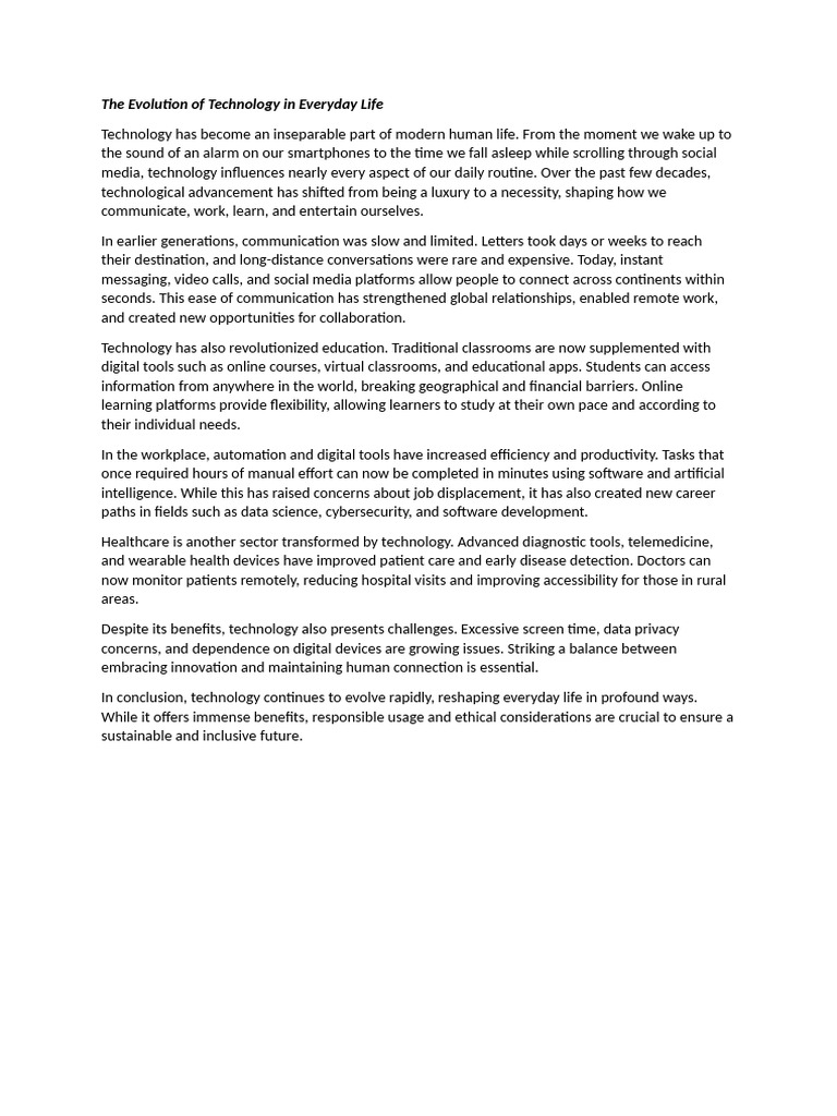 Technology's Impact on Daily Life | PDF | Educational Technology ...
