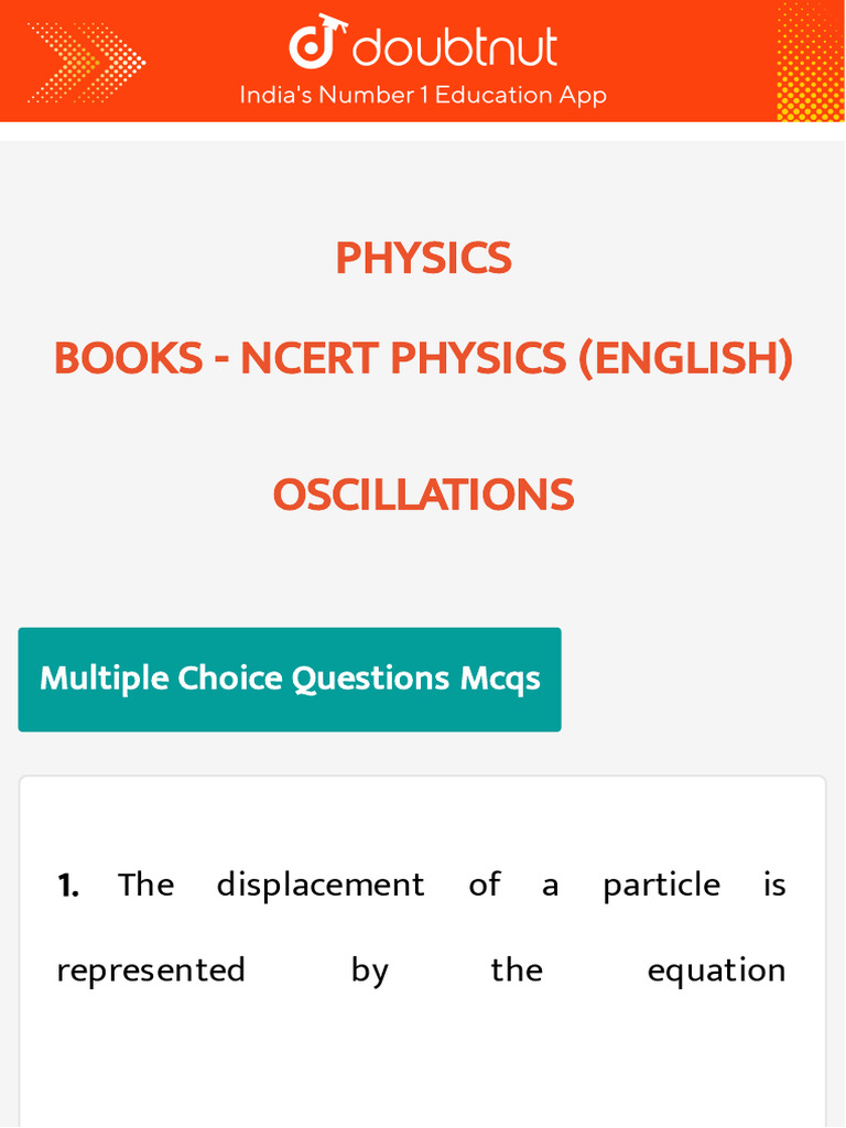 MCQs on Simple Harmonic Motion | PDF | Oscillation | Mechanical Engineering