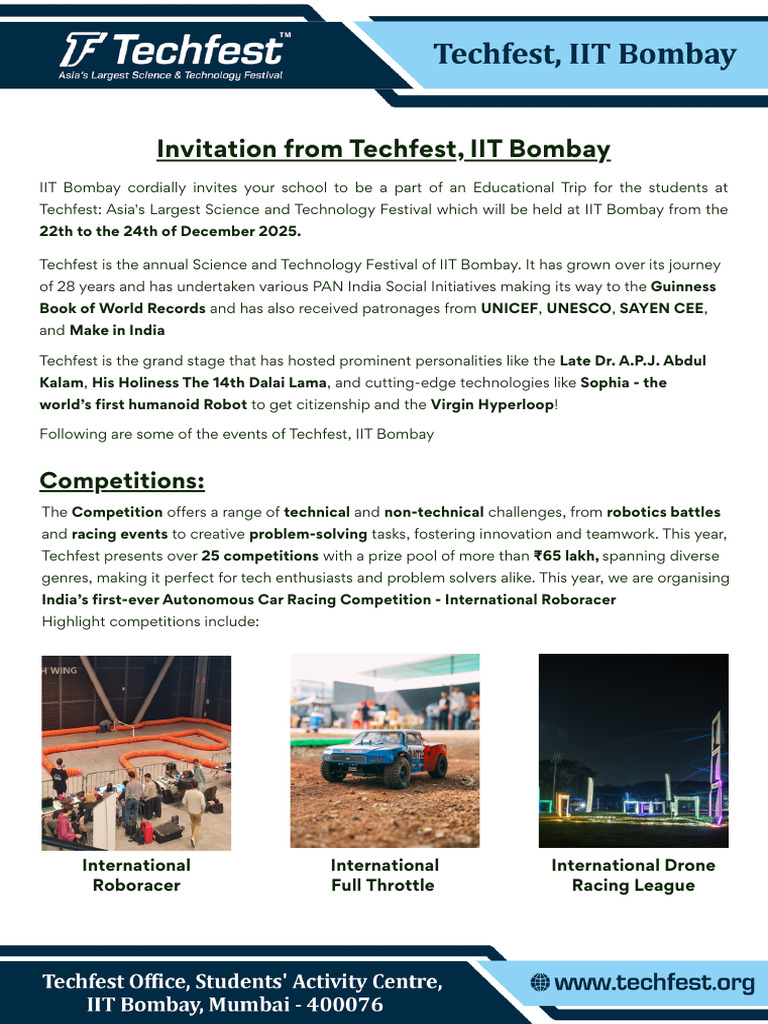 IIT Bombay Techfest 2025 Overview | PDF