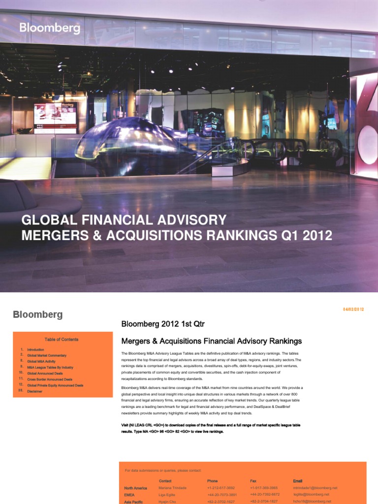 Bloomberg Q1 2012 M&a Global League Tables | PDF | Morgan Stanley ...