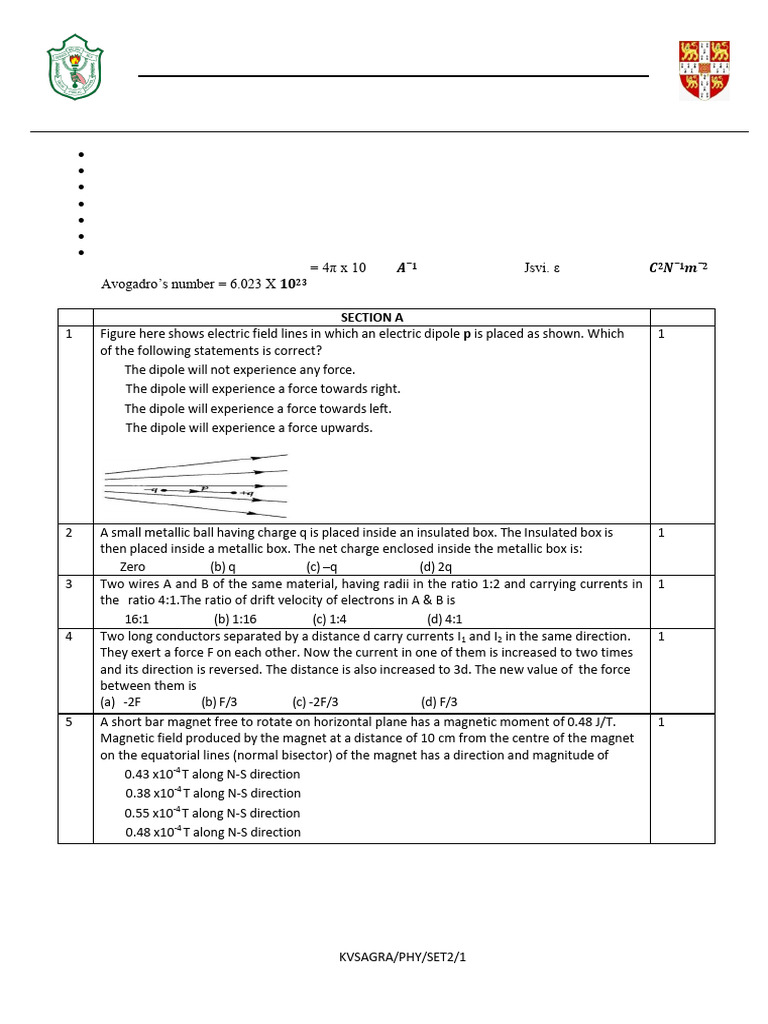 Sample Paper II Class Xii Phy | PDF | P–N Junction | Capacitor