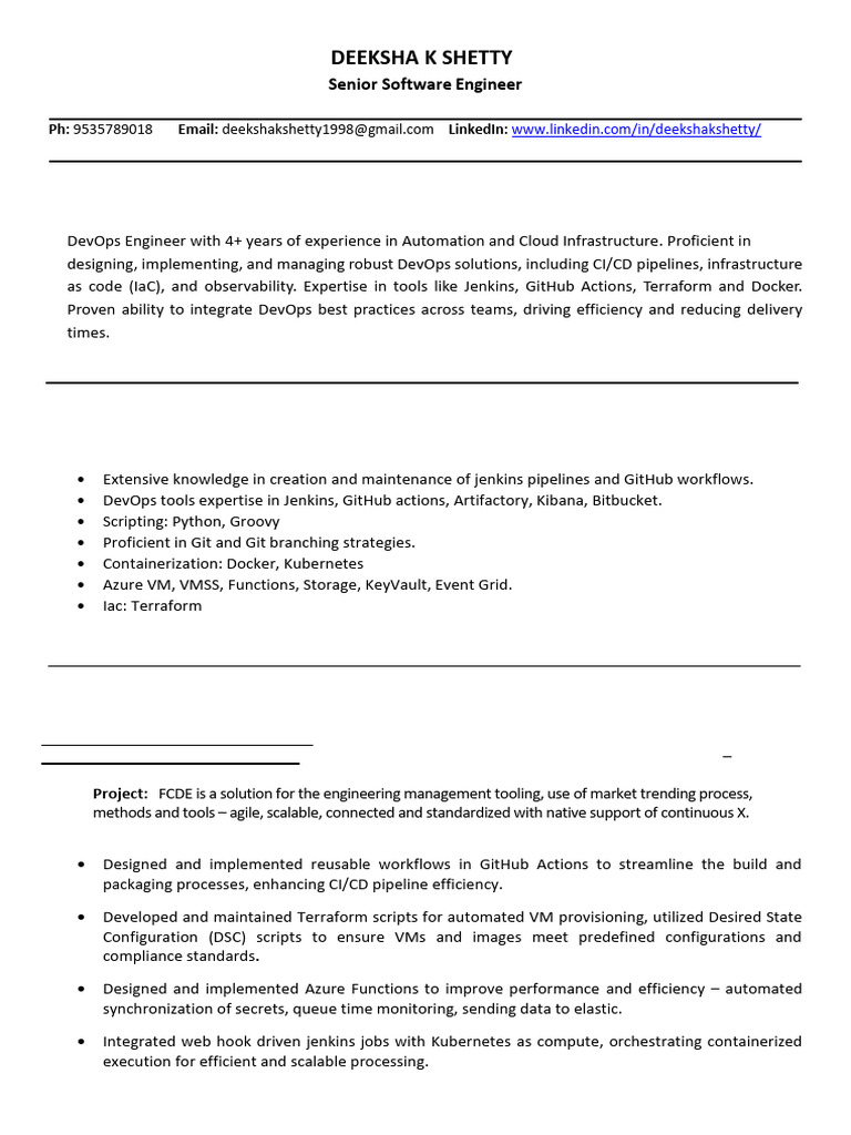 Deeksha Devops Resume | PDF | Computing | Software Development