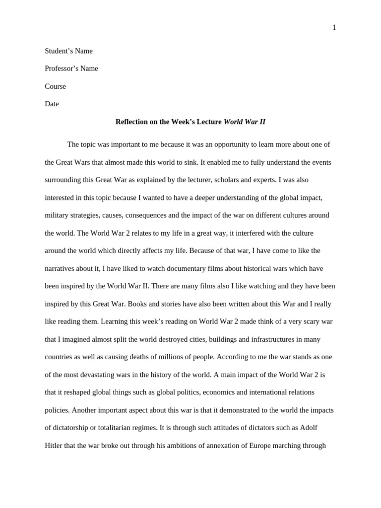 Akashdeep Reflection On World War II | PDF