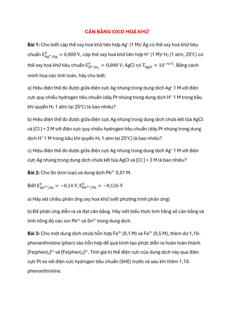 Cân bằng OXHK | PDF