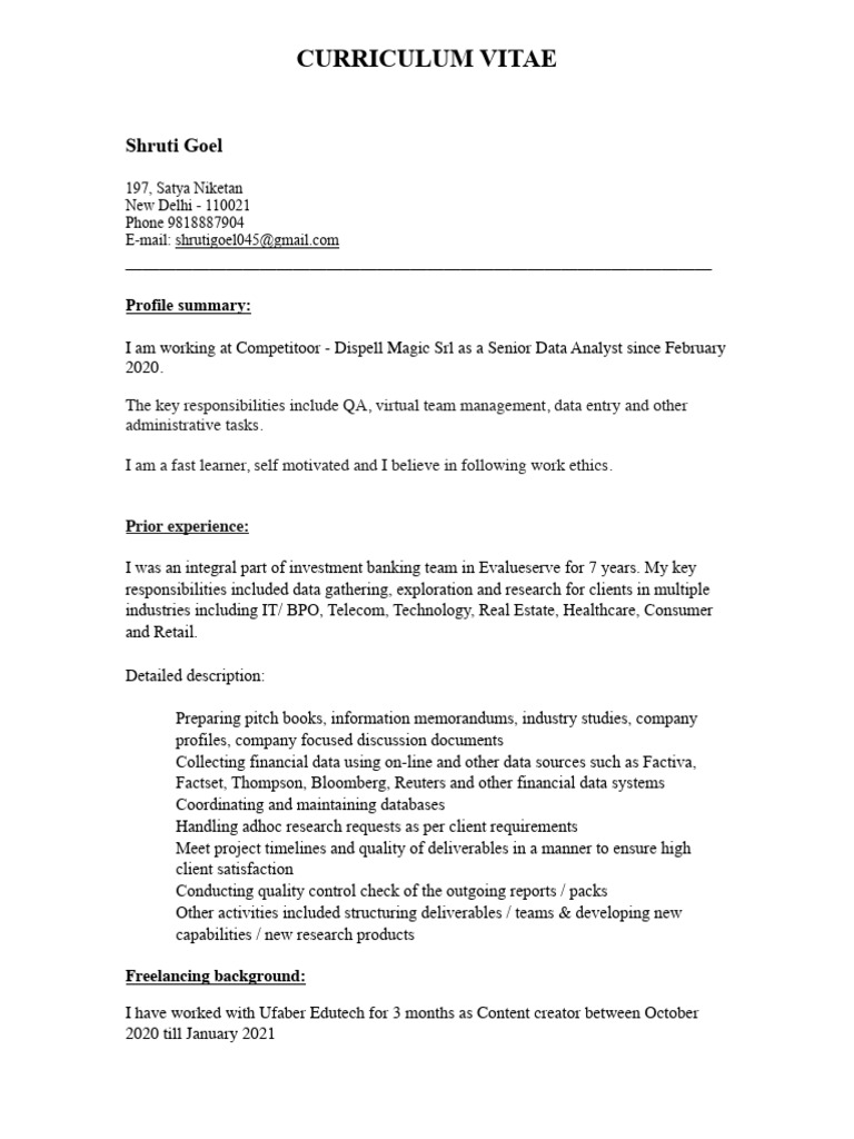 Shruti Goel Resume_November 2021 | PDF | Computing | Business
