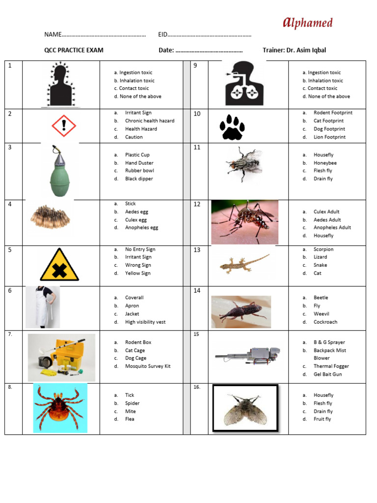 QCC Practice Exam for Pest Control | PDF | Fly | Mosquito