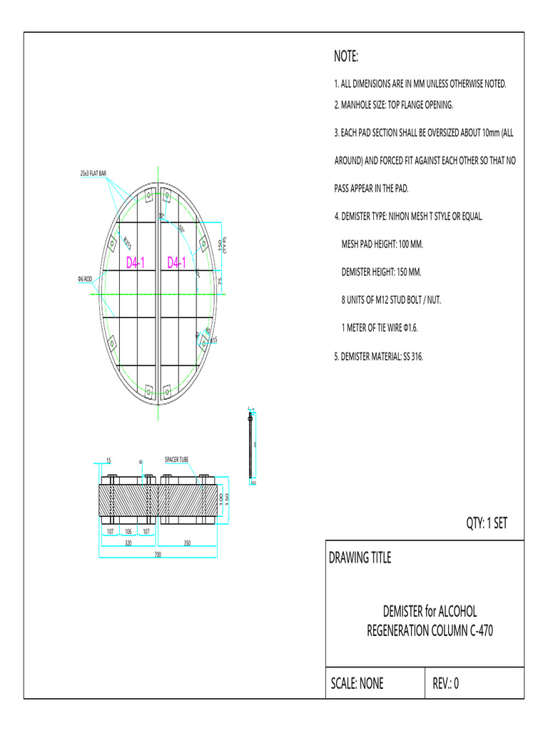 Demister Specifications for Alcohol Column | PDF
