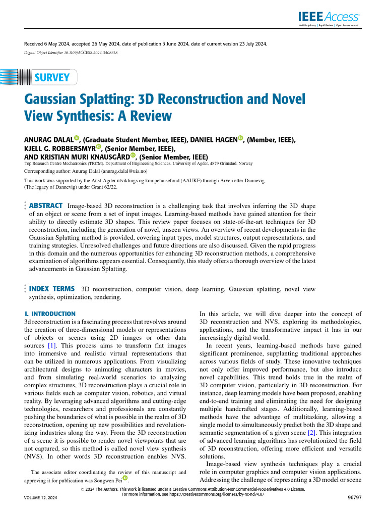 Gaussian Splatting 3D Reconstruction and Novel View Synthesis A Review ...