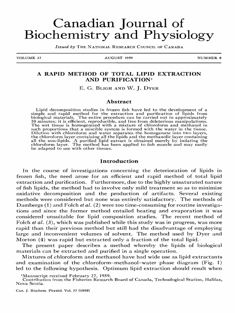 A Rapid Method of Total Lipid Extractionand Purification | PDF ...