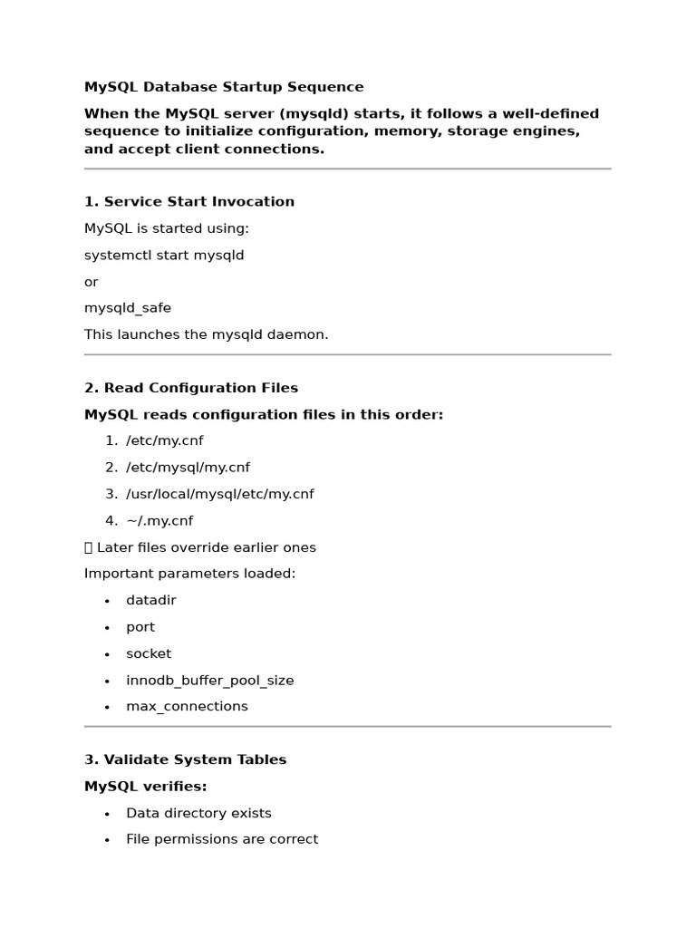 MySQL Database Startup Sequence | PDF | My Sql | Replication (Computing)