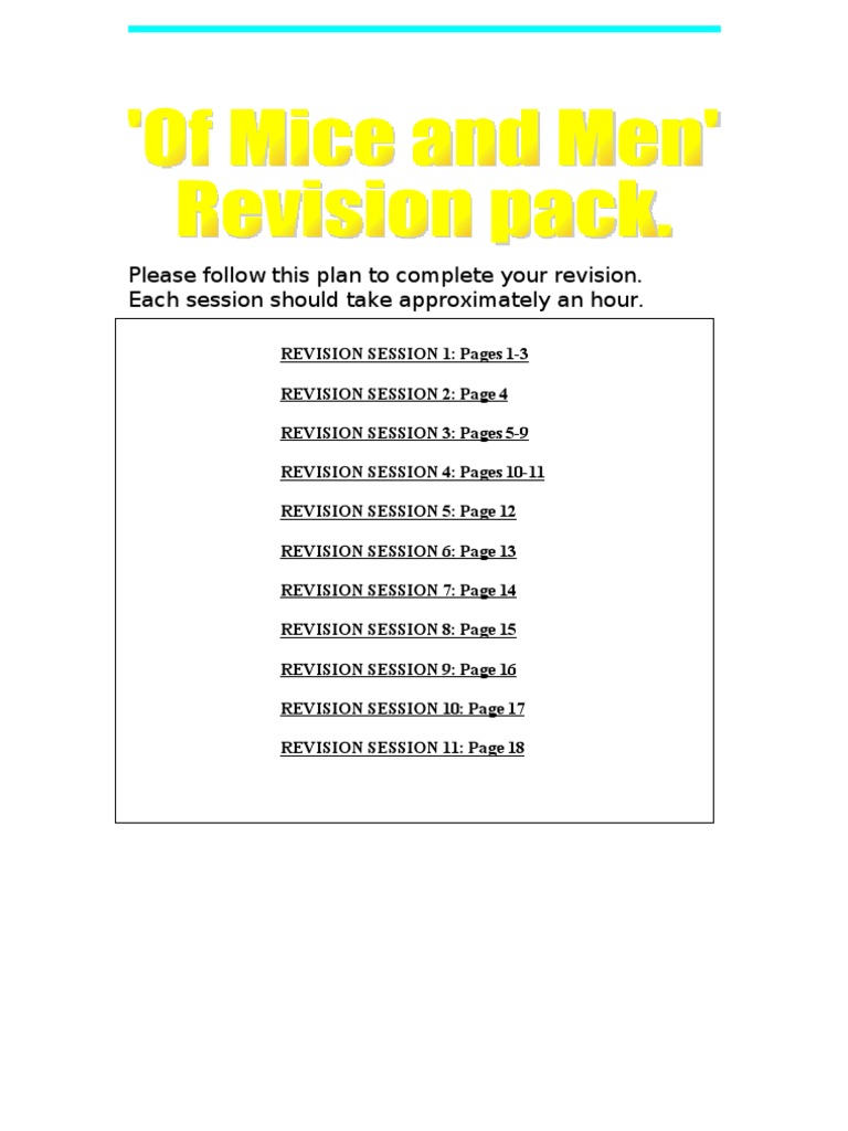 OMAM Revision - Session by Session For Revision | PDF | John Steinbeck ...