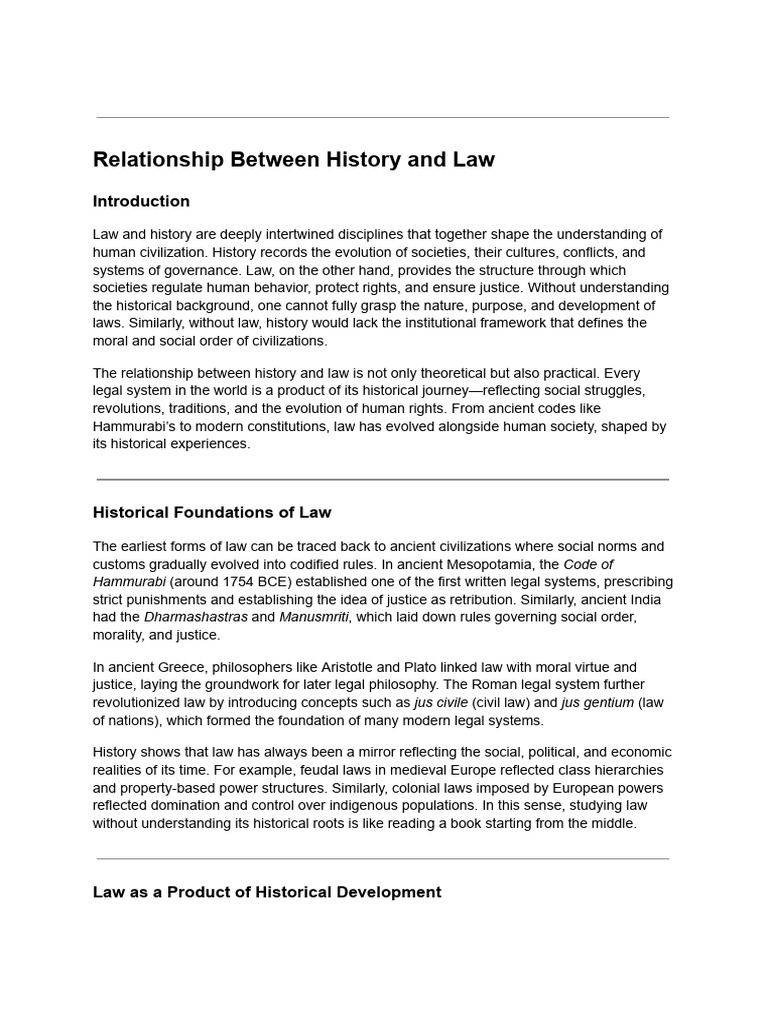 Relationship Between History and Law and Political Science | PDF ...