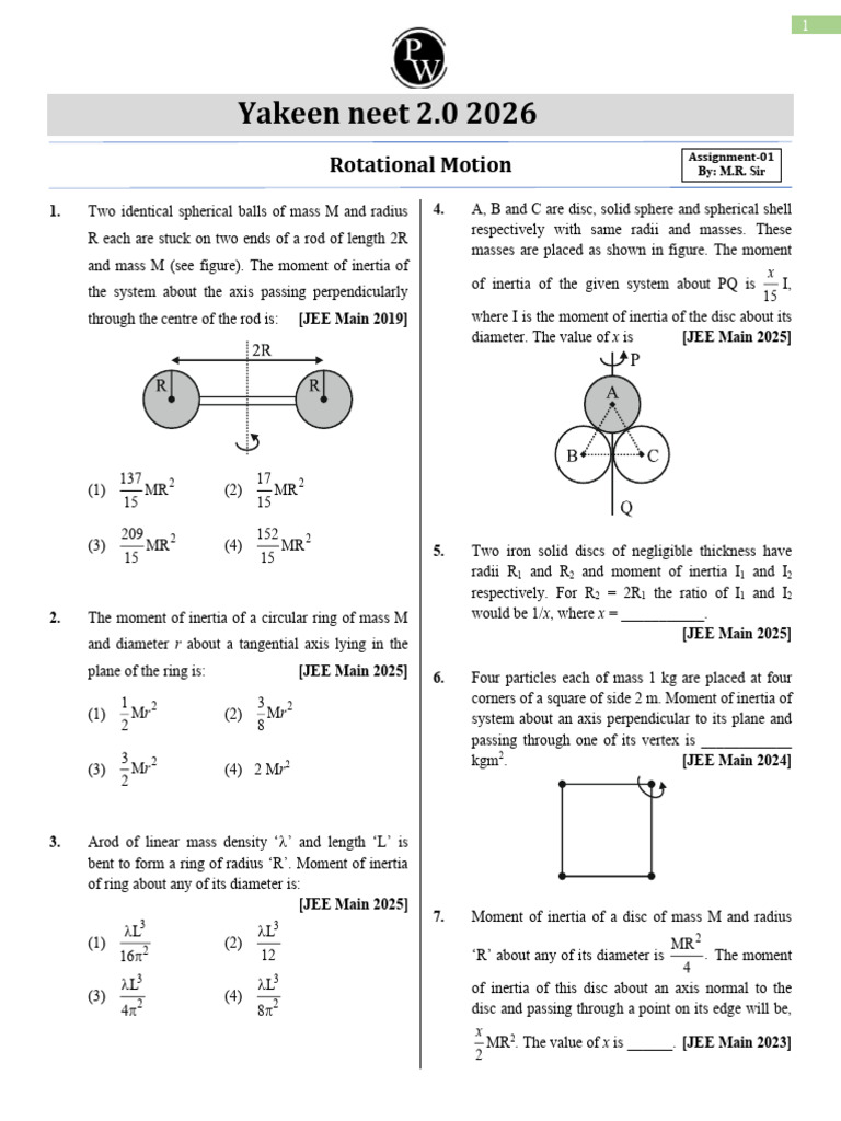 Rotatiinal Motion | PDF | Rotation Around A Fixed Axis | Force