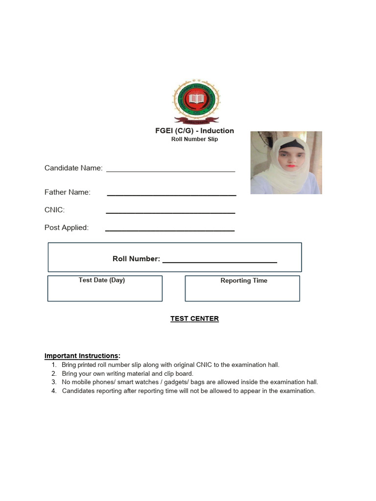 Elementary School Teacherfemaleroll No Slipetf-24556 1759399162 | PDF