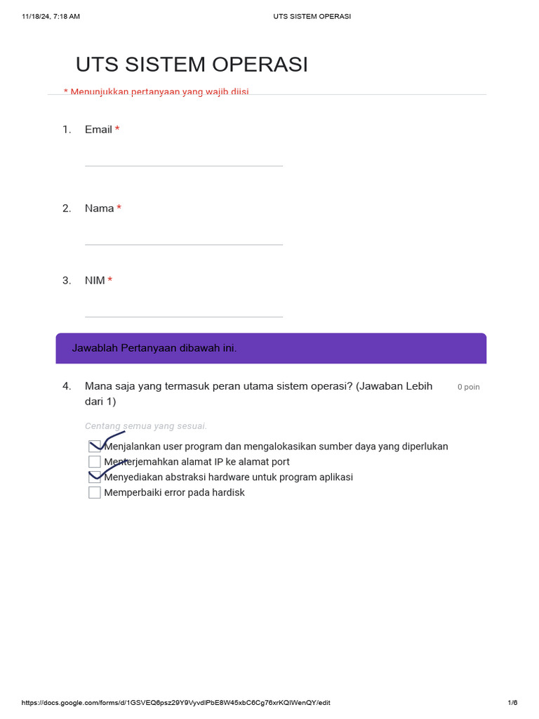 Peran Utama Sistem Operasi dalam UTS | PDF