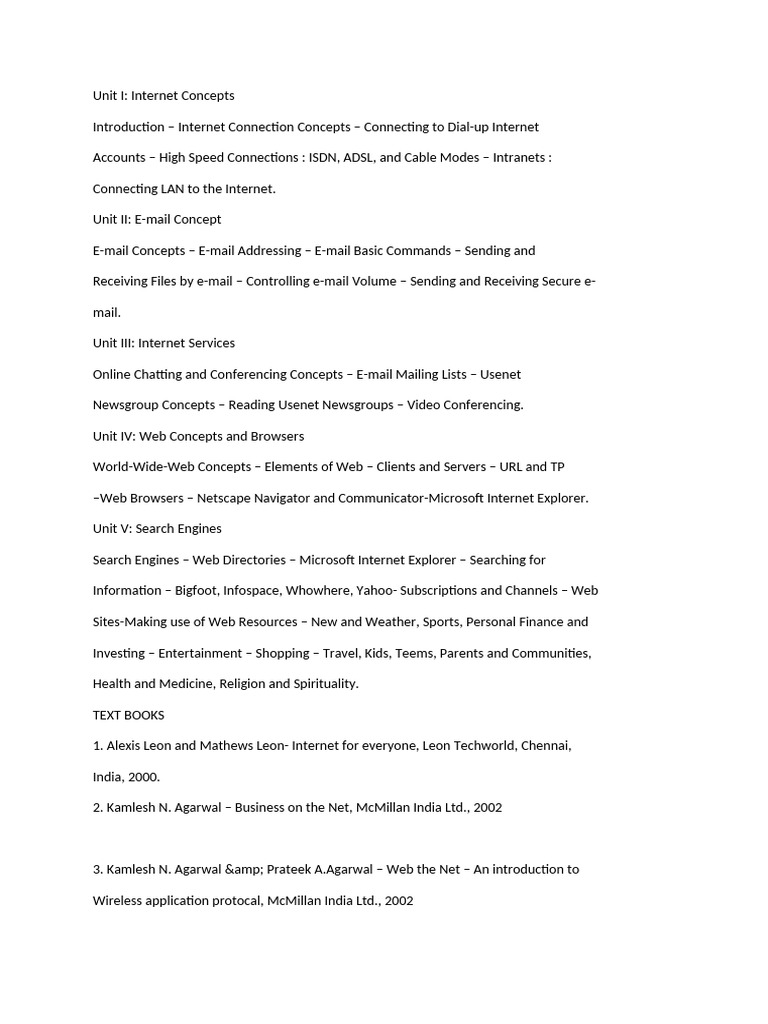 Unit I Internet | PDF