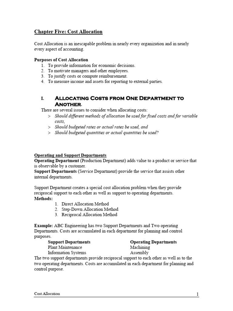 Chapter 5, Cost Allocation (2) (1) | PDF | Business | Economies