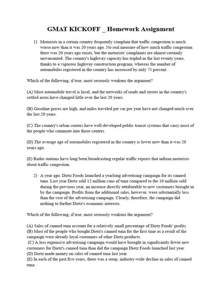 GMAT Homework: Argument Weakening Strategies | PDF | Messenger Rna ...