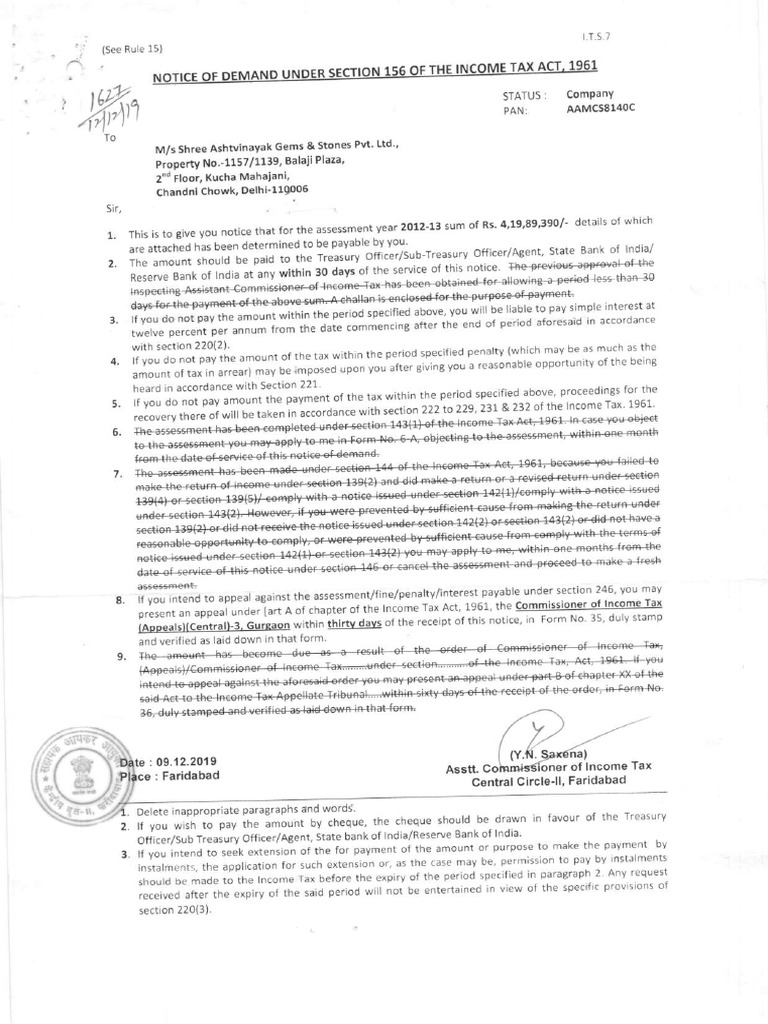 Notice For Demand 3 | PDF | Capital Gain | Alternative Minimum Tax