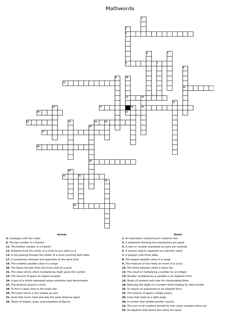 Mathwords - Crossword Labs | PDF | Numbers | Ratio