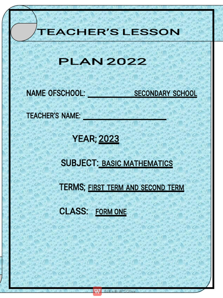 Maths Lesson Plan Form 1-1 | PDF | Teachers | Mathematics