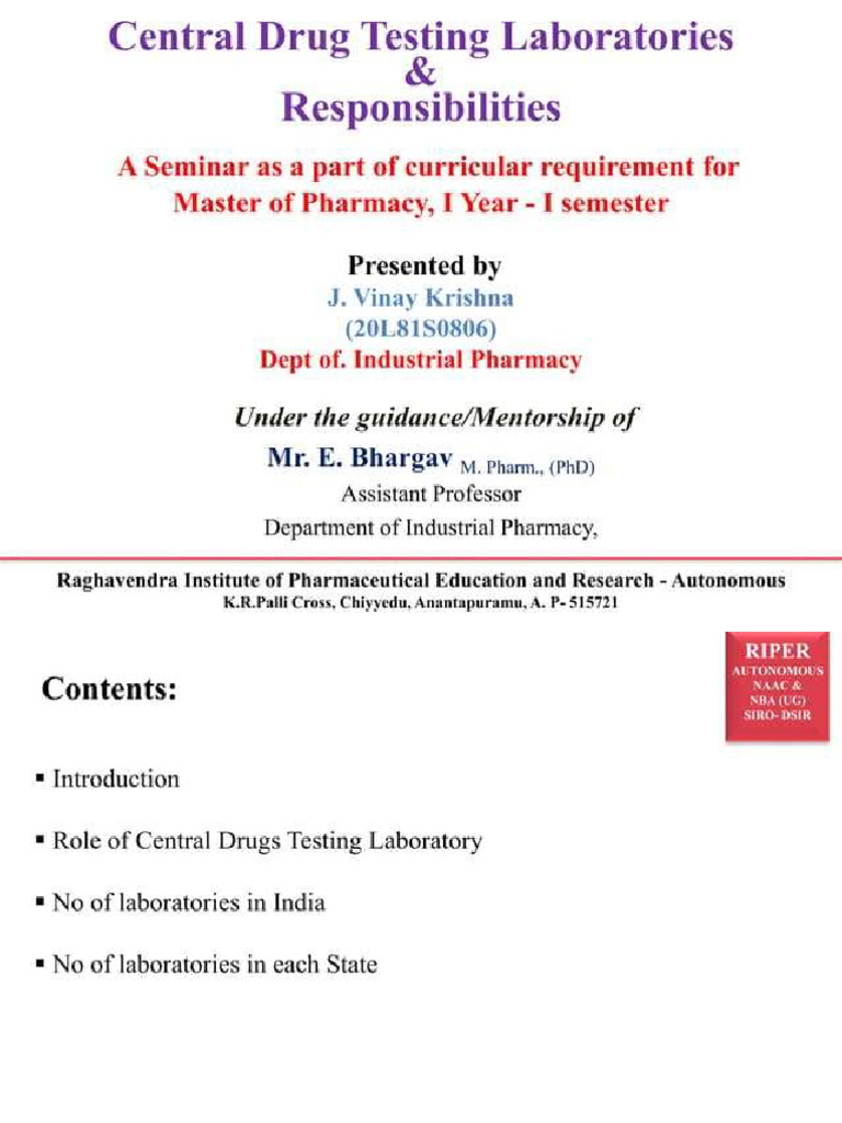 Central Drug Testing Lab | PDF