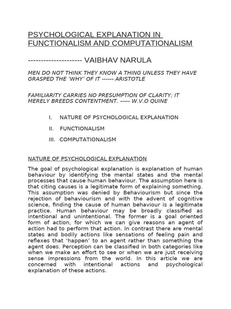 Psychological Explanation | PDF | Thought | Interpretation (Logic)