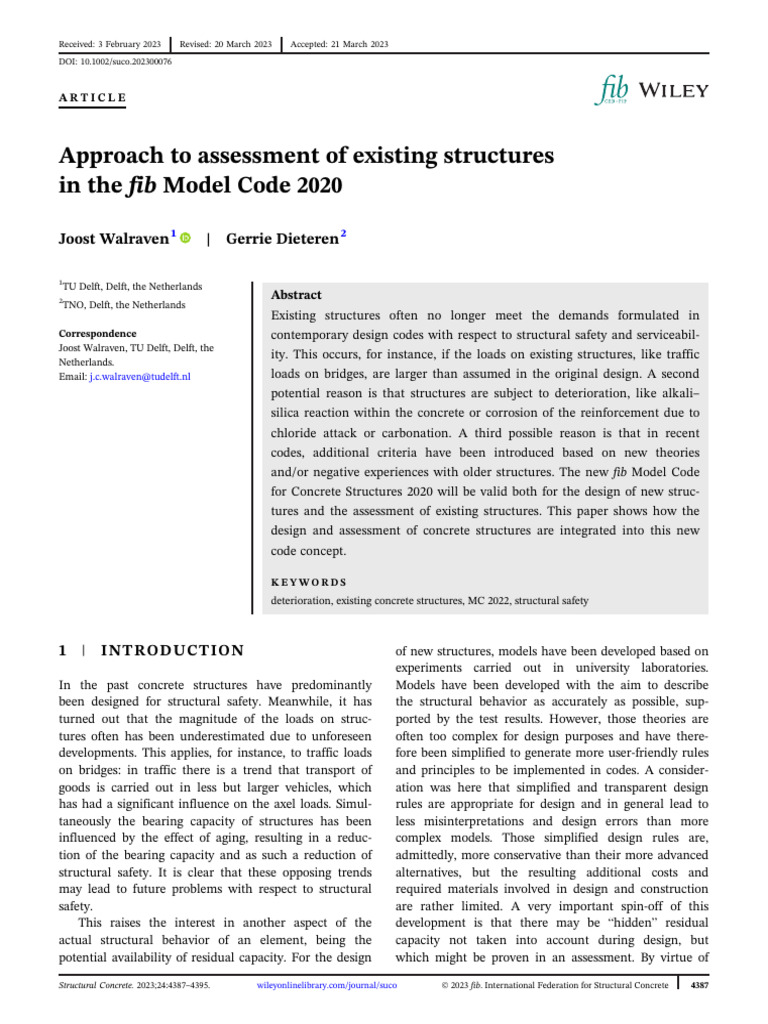 Assessment of Existing Structures in fib 2020 | PDF | Strength Of ...