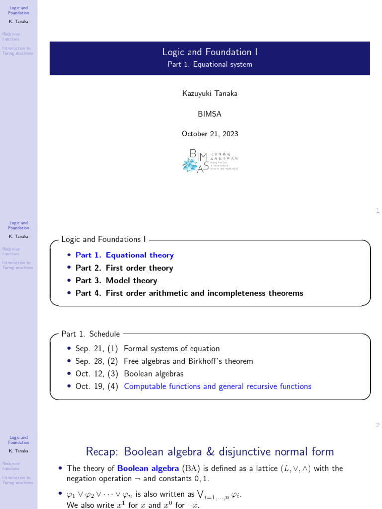 AU2023 - Lec01 - 04 Recursion Theory - Logic and Foundations | PDF ...
