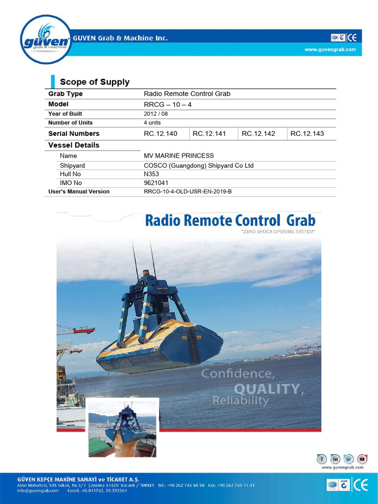 n353 - Users Manual of Grab | PDF | Crane (Machine) | Cargo