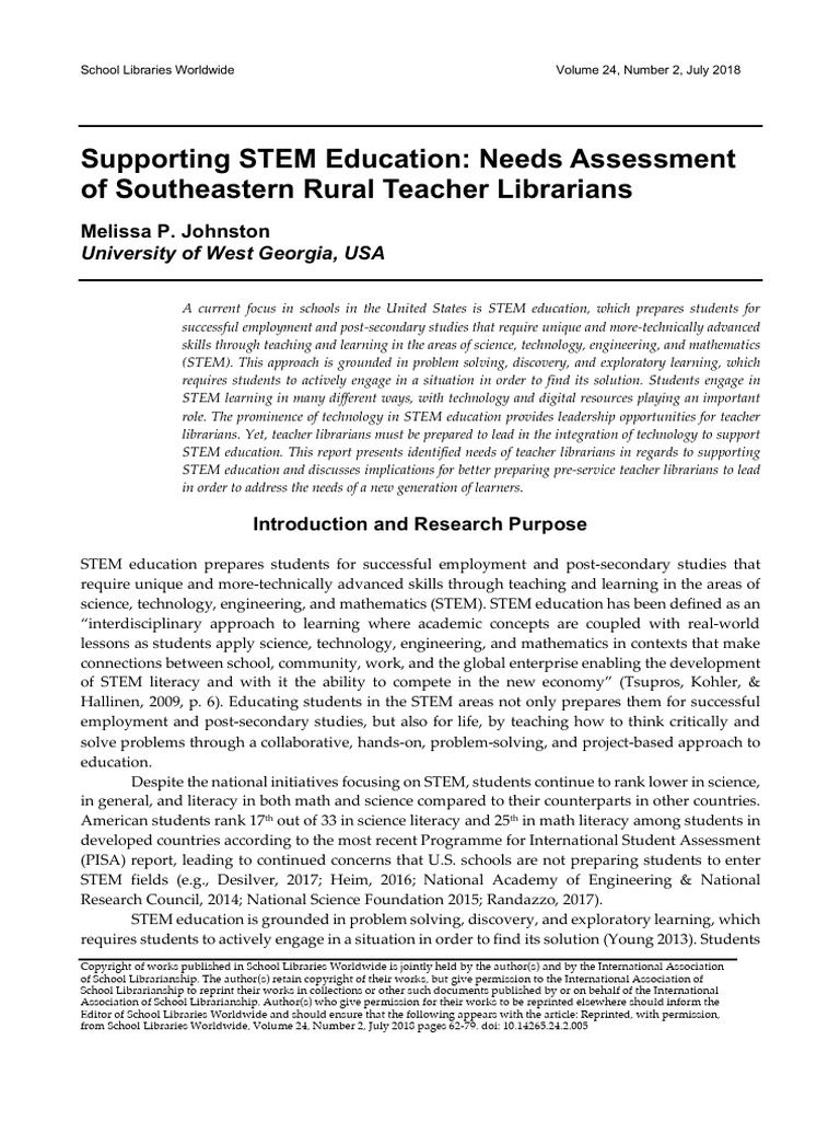 Teacher Librarians' Role in STEM Education | PDF | Inquiry Based ...