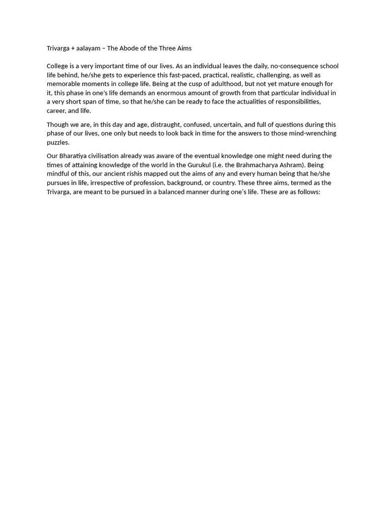 Understanding Trivarga in College Life | PDF