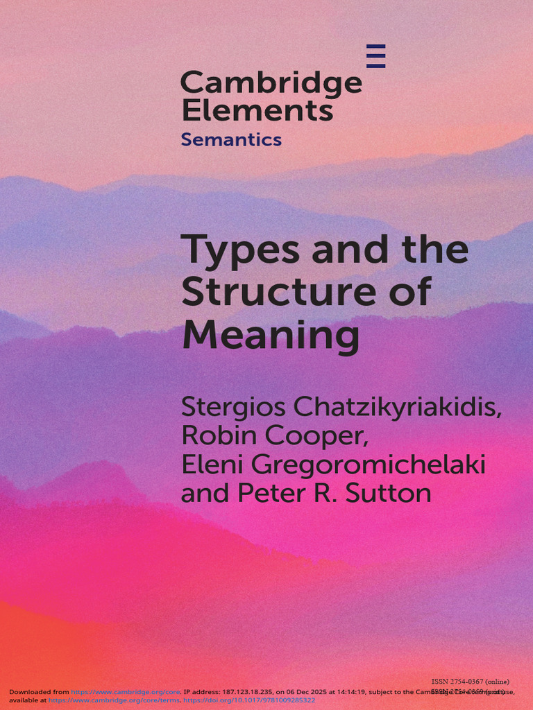 Types and The Structure of Meaning | PDF | Semantics | Theory
