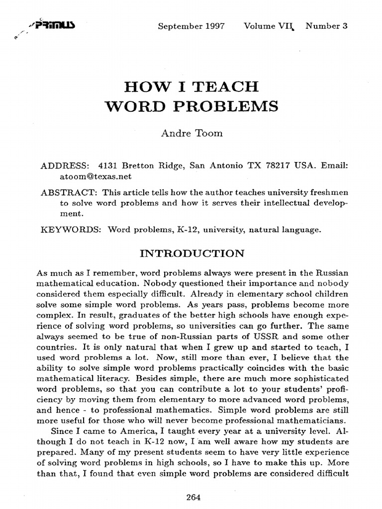 Howl Teach Word Problems | PDF | Mathematics | Algebra