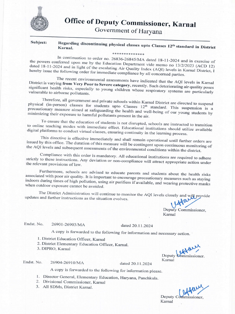 Order Regarding Discontinue Physical Classes | PDF | Natural ...
