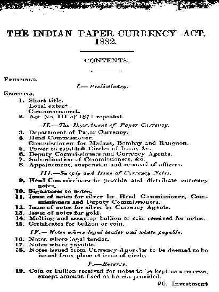The Indian Paper Currency Act | PDF